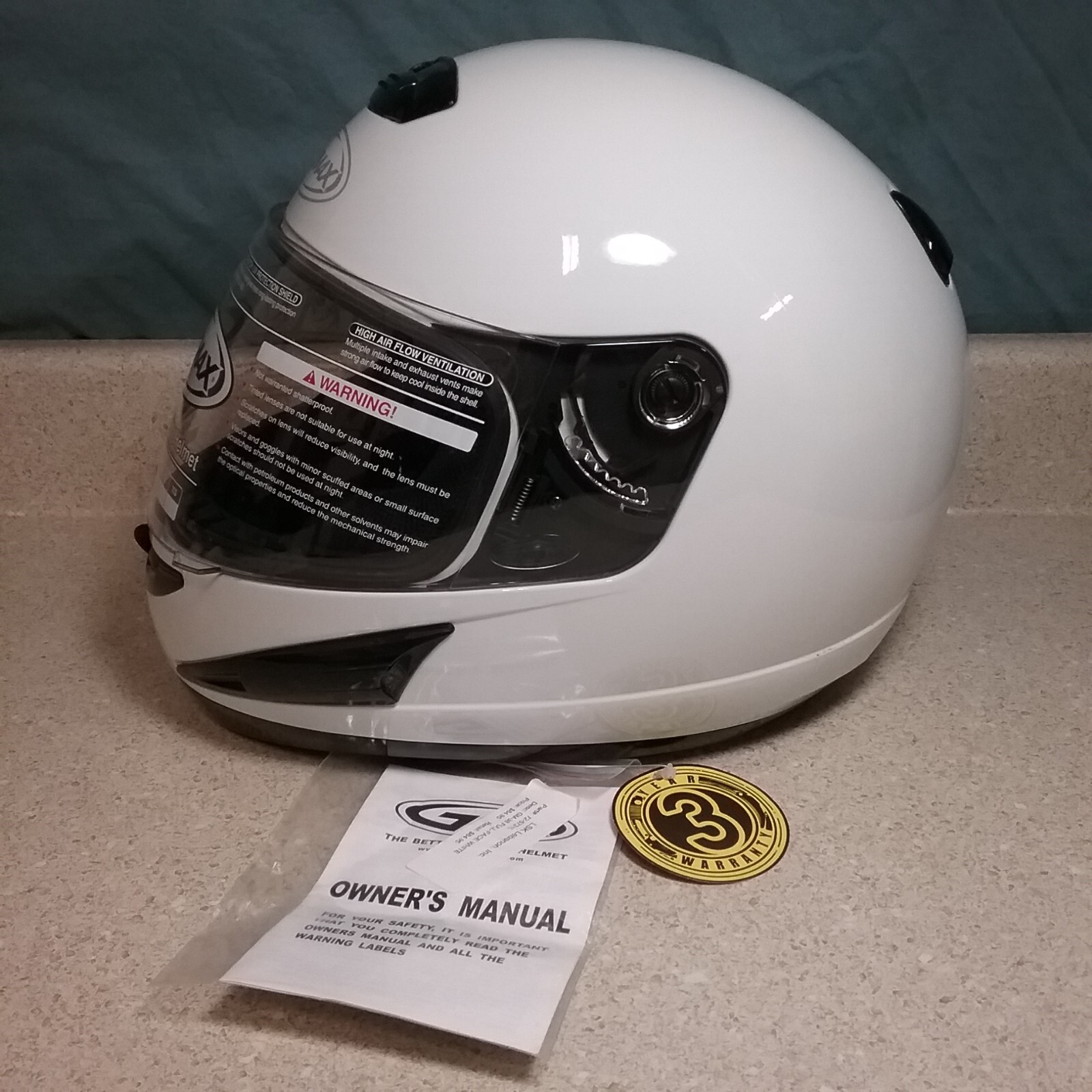 NEW GMAX GM38S FULL FACE SOLID SNOWMOBILE HELMET - GLOSS WHITE - LARGE ...