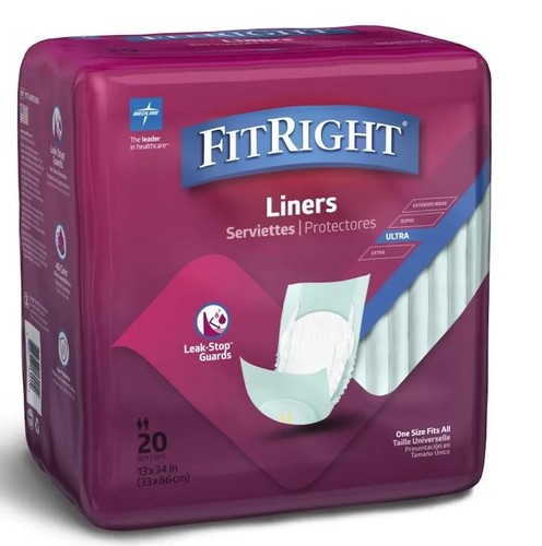 Medline FitRight Ultra Liners, Heavy Absorbency, 13" x 34”, One Size ...