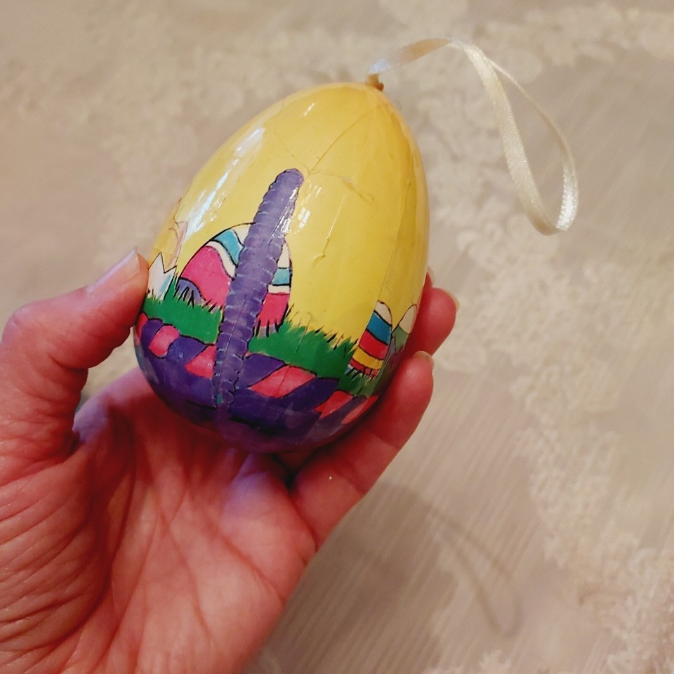Vintage Easter Egg Chick Bunny Paper Mache Hanging Ornaments Medium ...