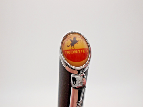 Vintage Black and Silver Quill Advertising Ballpoint Pen for Frontier ...