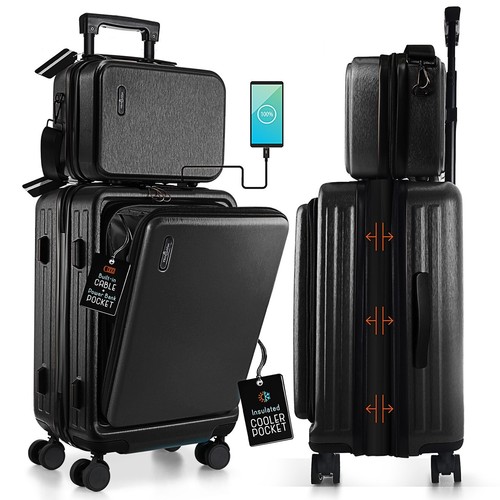 2 Pc Carry-On Spinner Suitcase & Case, TSA Lock Expandable Hardshell ...
