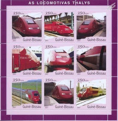 THALYS LOCOMOTIVES TGV High Speed Trains/Train Stamp Sheet (2001 Guinea ...