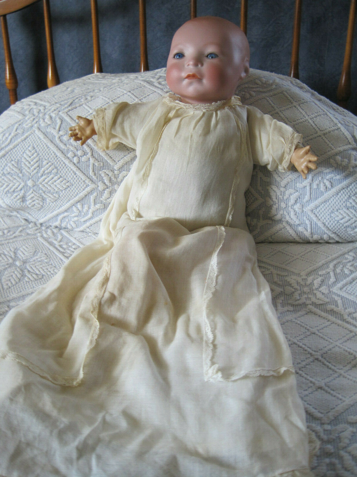 Antique 15" Louis Amberg & Son German BISQUE Doll 1914 #45520 w ...