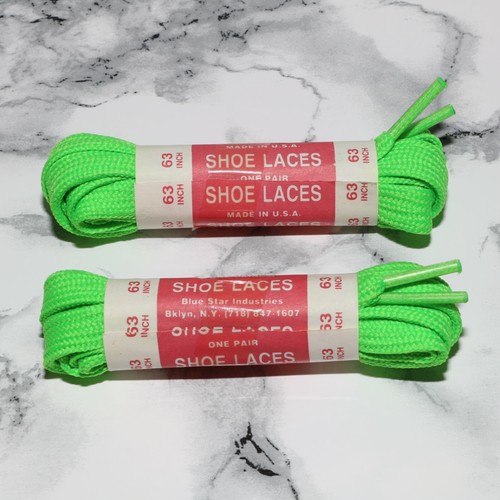 (LOT OF 2 PAIRS) -- Vintage New Old Stock 36" Flat Neon Green Sneaker ...