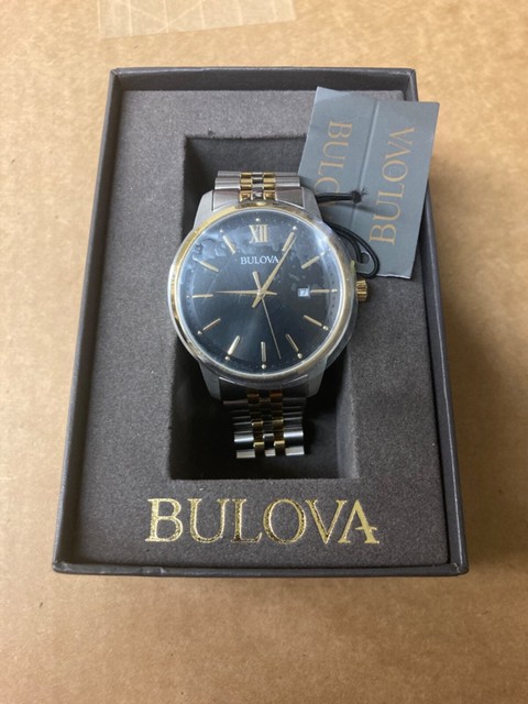 Bulova Black Dial Classic Two Tone Stainless Steel Men's Quartz Watch ...