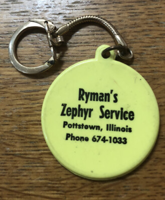 Vintage Ryman’s Zephyr Service Key Chain Pottstown IL Great Advertising ...