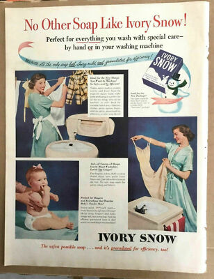 Ivory Snow soap print ad 1951 original vintage 1950s home decor art ...