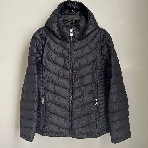 Andrew Marc New York Packable Down Jacket Women XL Black Hooded Puffer ...