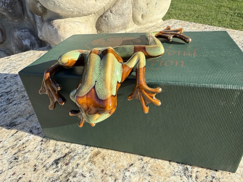 Vintage Golden Pond Collection Porcelain Frog Brown Yellow Green Glazed ...