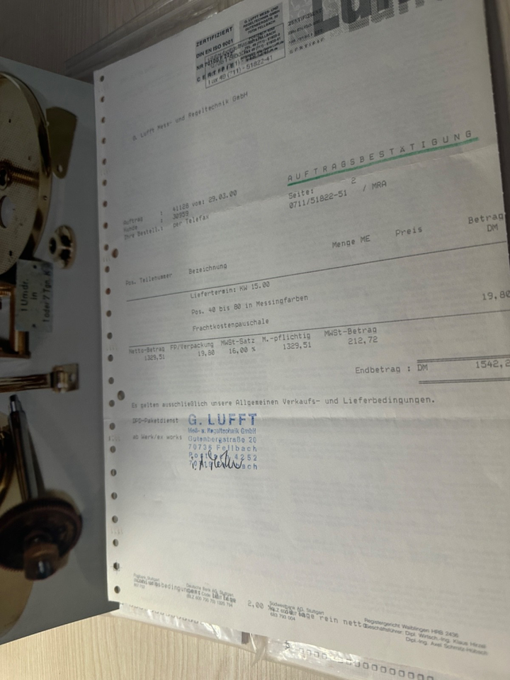 LUFFT MARINE YACHT BAROGRAPH FROM 1920 REBUILT AND CERTIFIED BY LUFFT ...