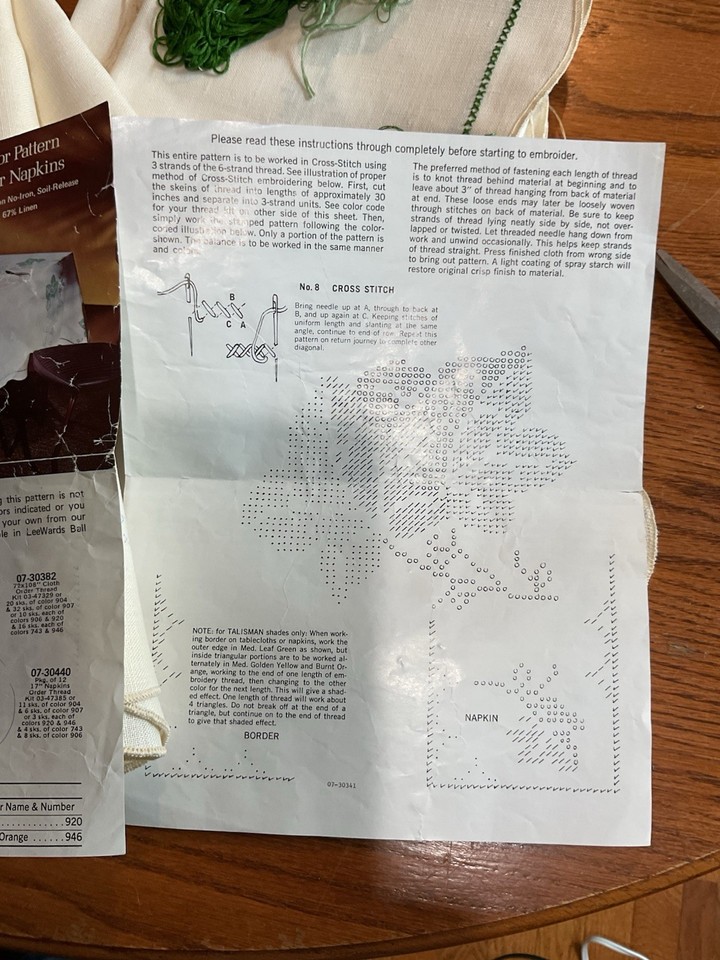 Vintage, Lee Wards, Ivy splendor Stamped Tablecloth & Napkins ...