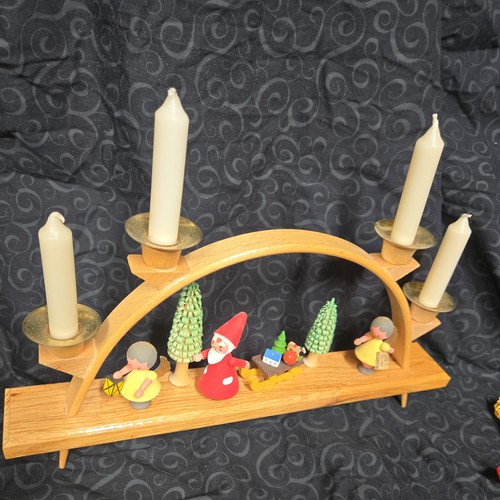 vintage RG Erzgebirgische German Christmas Candle Arch Angels & Santa ...