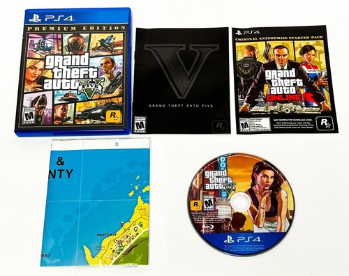 Grand Theft Auto V 5 - Premium Edition - PS4 - Complete w/ Map | USED ...