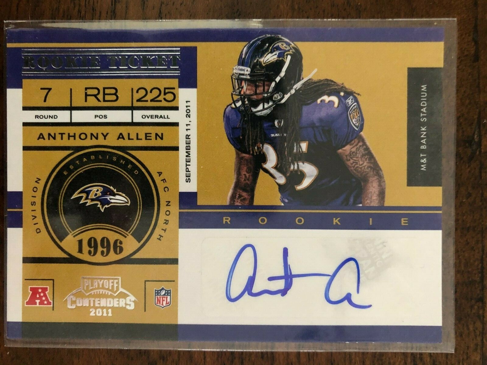 2011 Playoff Contenders Anthony Allen Rookie Ticket Autograph #110 | eBay