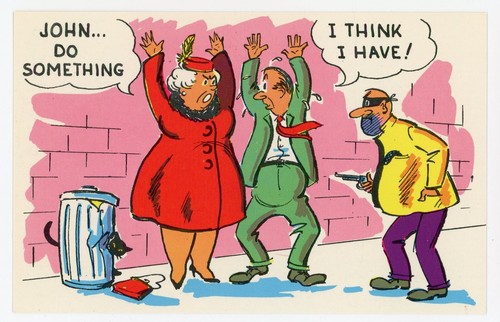 Postcard Comic Couple Robbed John Do Something I Think I Have Tony Roy ...