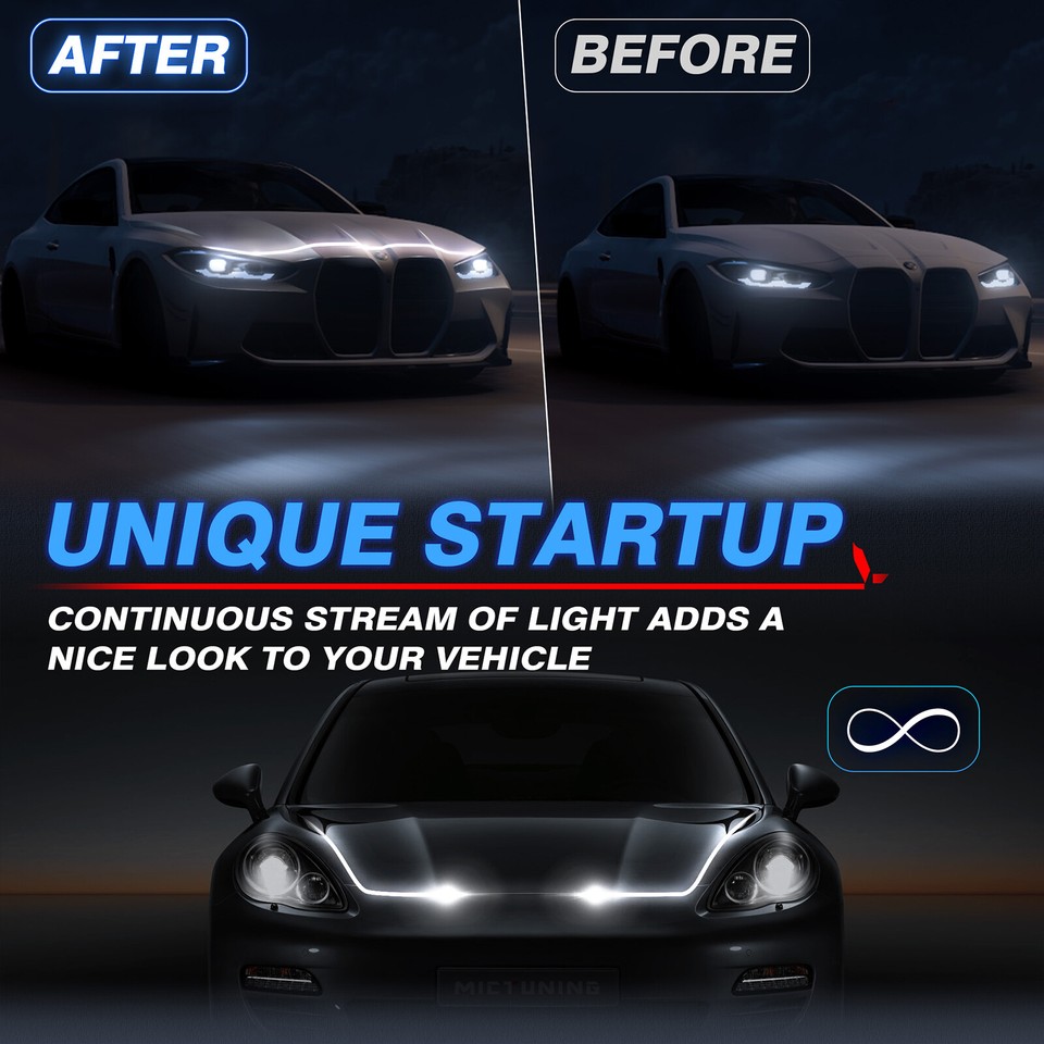 71" Inch Car Hood Light Strip Dynamic DRL Light LED Car Light Strip w ...