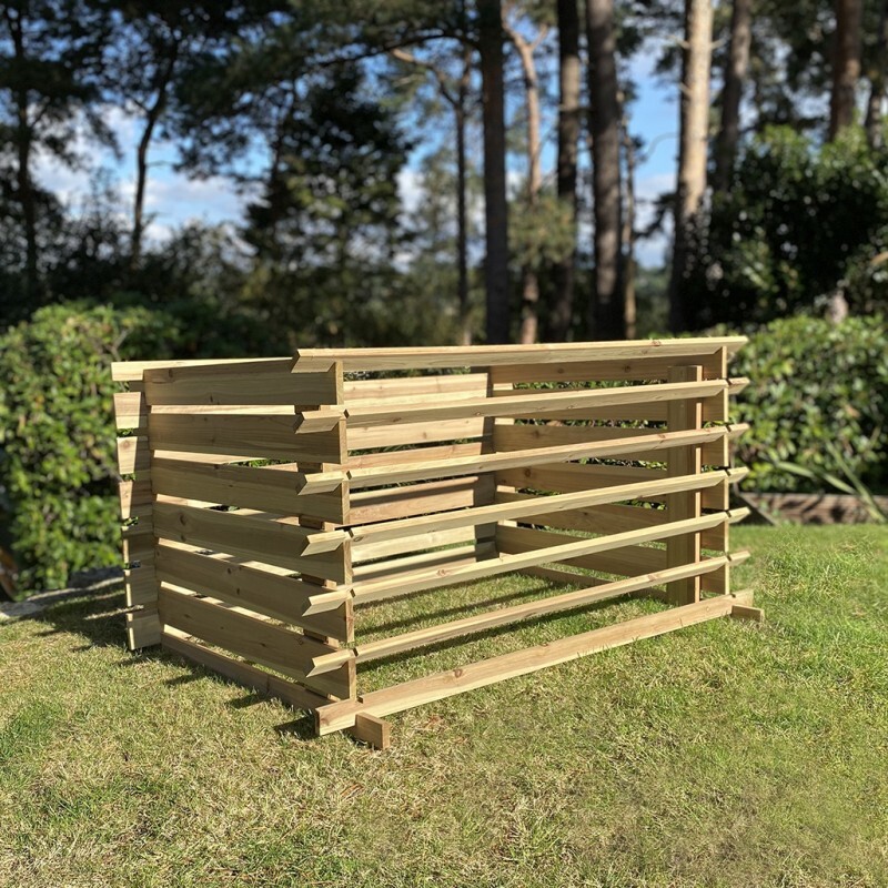 Wooden Slatted Garden Composter Wood Compost Bin (65cm x 120cm ...