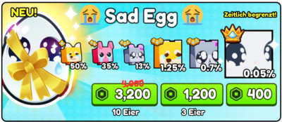 EXCLUSIVE SAD EGG | PET SIMULATOR 99 | PS 99 | CHEAP & FAST DELIVERY ...