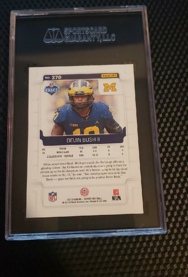 2019 Panini Score #370 Devin Bush II RC SGC 9.5 💎 MINT Michigan Steeler ...
