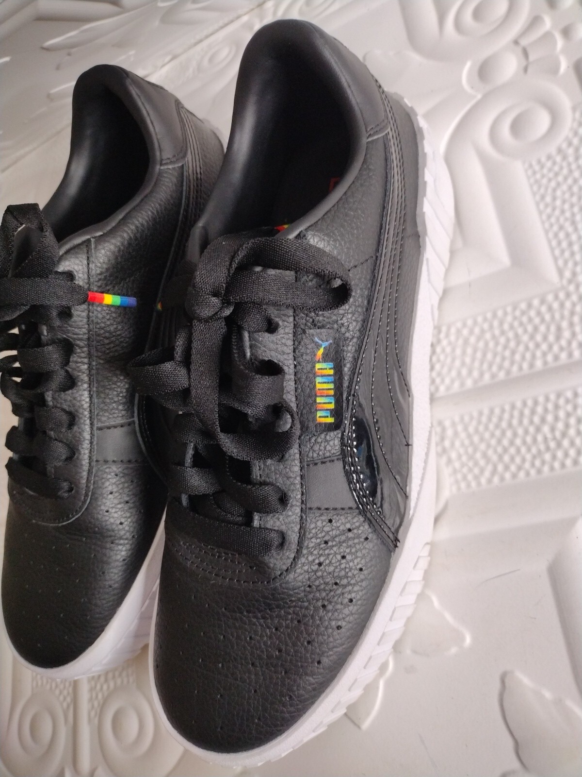 Puma Cali Rainbow Bold Black Leather Womens Sneakers … - Gem