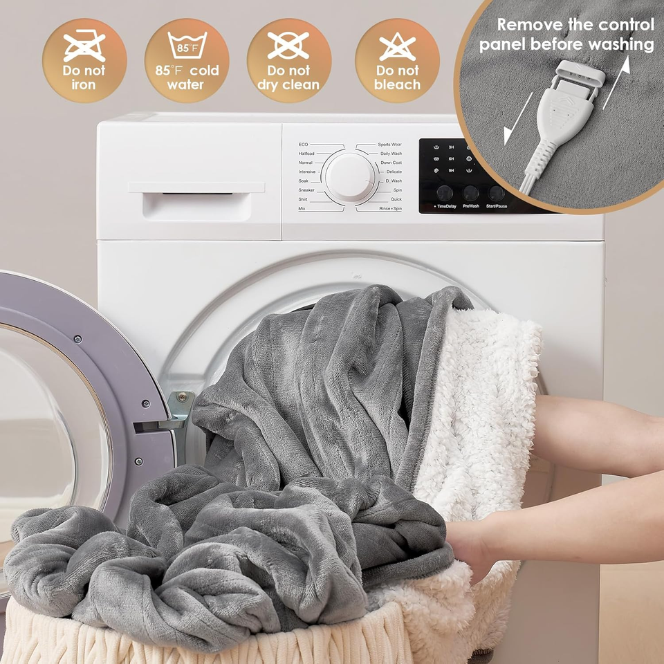 Heated Blanket - Twin Size, 9 Heating Levels, 10 Hour Auto Off, Soft ...