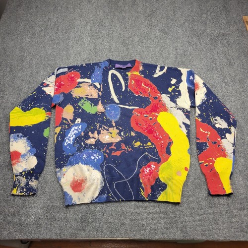 Ralph Lauren Purple Label Paint Splatter Crewneck Designer Sweater ...