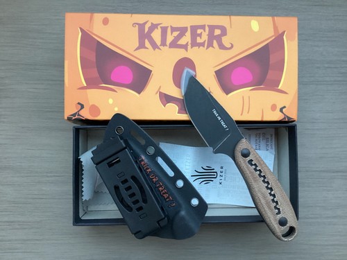 Kizer Hare Fixed Knife Nitro-V Blade Micarta &G10 Handle +Sheath ...