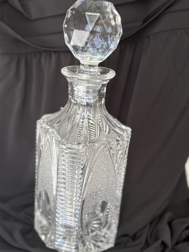 Bohemia Crystal Square Decanter 11” Czechia 24% Lead New w/ Sticker ...