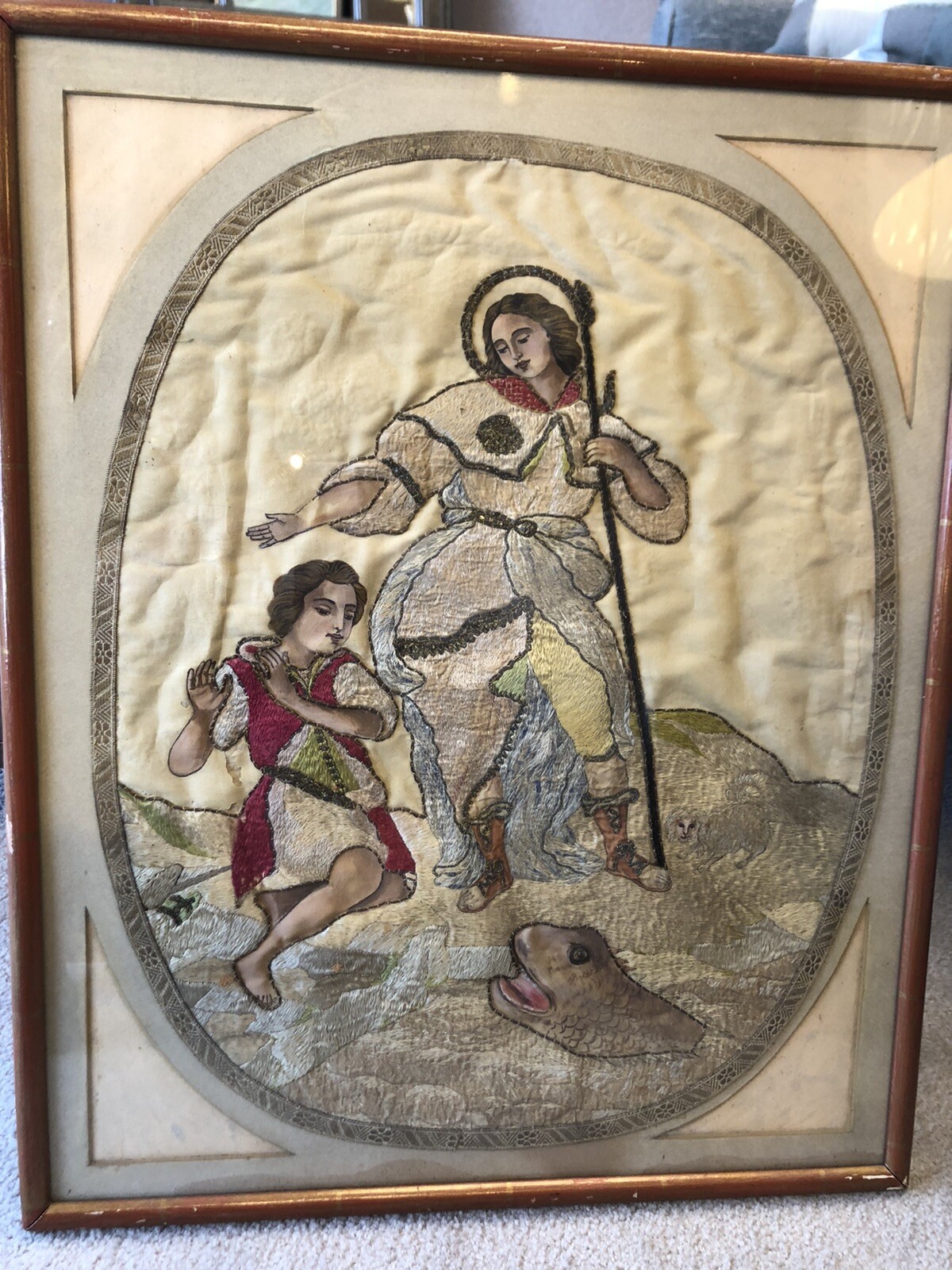 Antique Ecclesiastical Monastery Silk Religious Textile Stumpwork ...