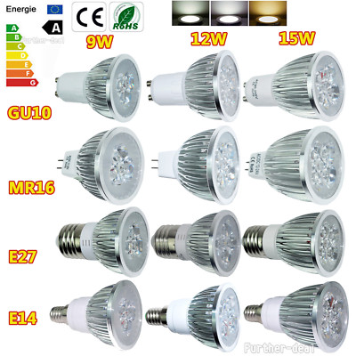 Dimmable MR16 GU10 E27 E14 9W 12W 15W LED Spotlight Light Bulb Lamp ...