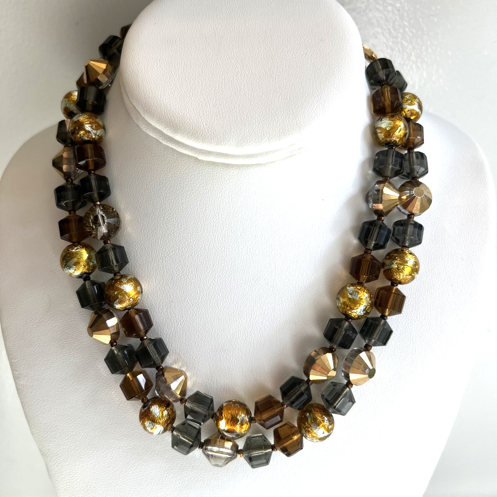 Vintage Castlecliff Smokey Glass & Foil Art Glass Bea… - Gem