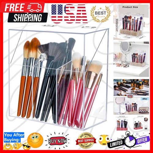 Large Capacity Acrylic Makeup Brush Storage Box with Elegant Clear ...