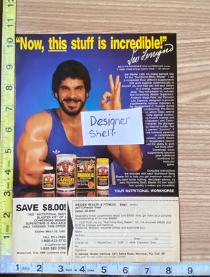 Lou Ferrigno For Joe Weider Bodybuilding Products Vintage 1985 Magazine ...