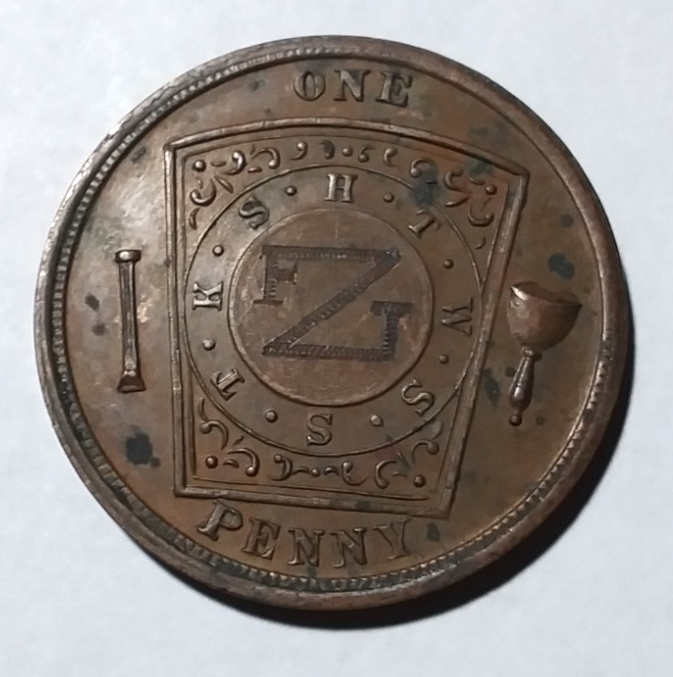 1860 Masonic One Penny Token Alliance Chapter No 83 R.A.M. Alliance ...