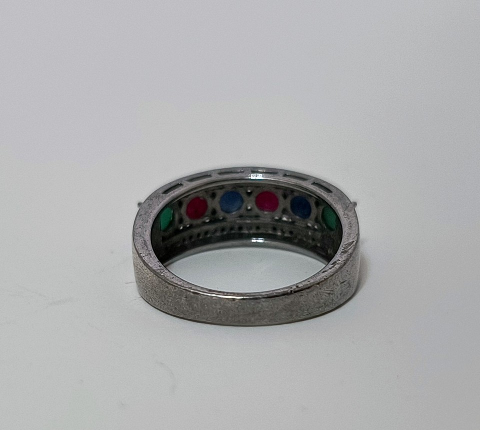 Sterling Silver 925 JTV Ruby Emerald Sapphire Ring Size 7.5 gorgeous ...