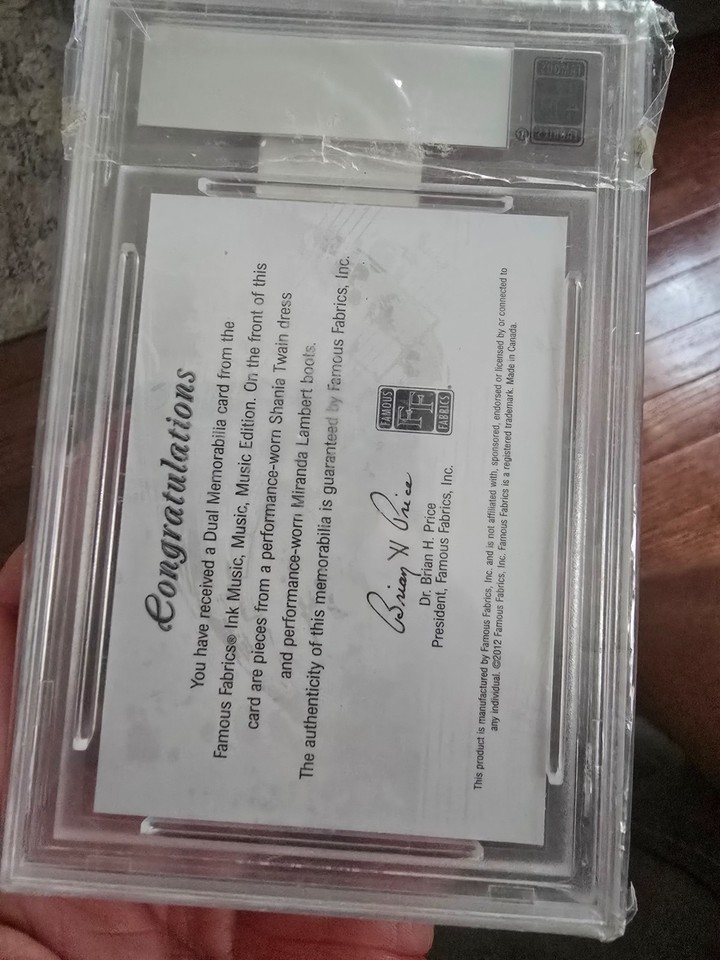 2012 FAMOUS FABRICS MUSIC SHANIA TWAIN/LAMBERT DUAL MEMORABILIA Silver | eBay