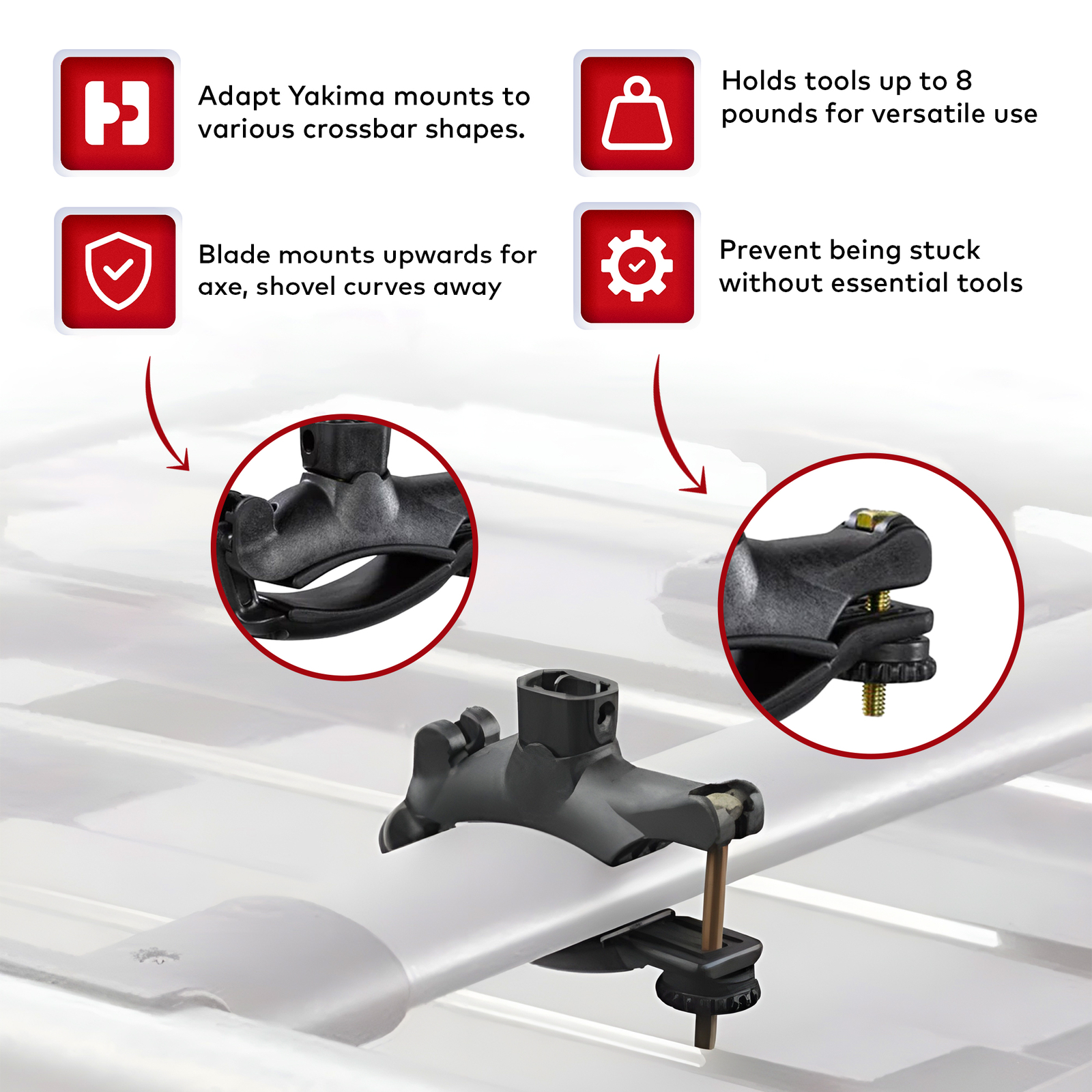 Yakima Universal MightyMount Mounts Aero or Factory Crossbars, Black ...