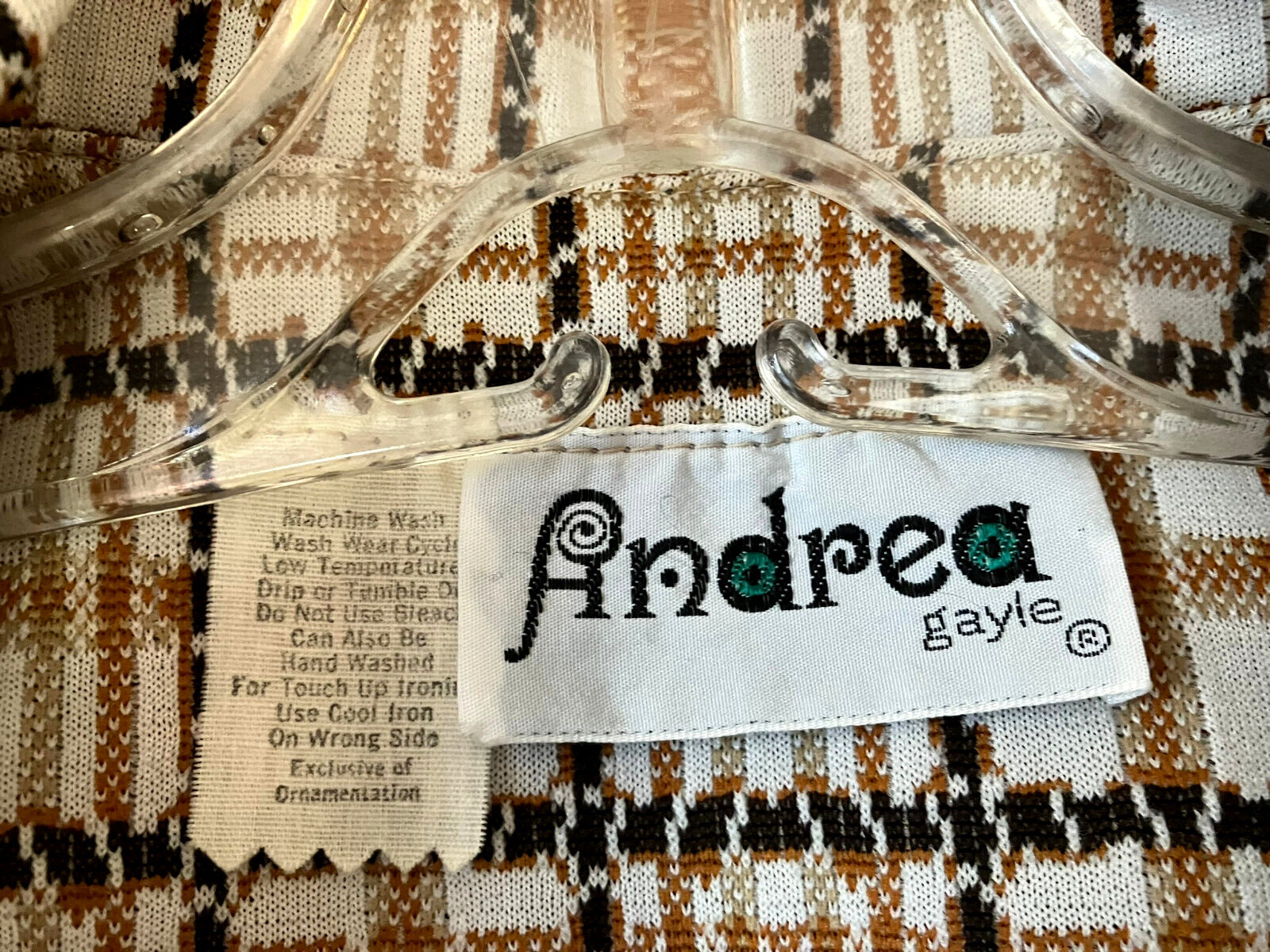 Vintage ANDREA GALE Checkered BLAZER, Brown, Rust, Ta… - Gem