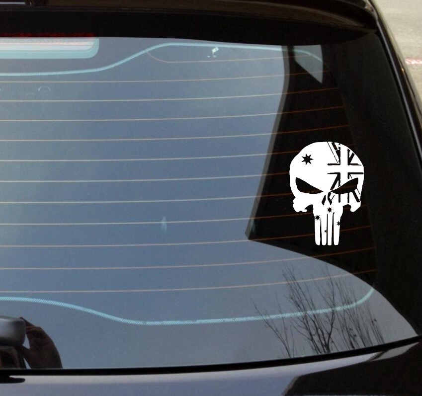 Punisher Skull Australian flag pattern Decal Vinyl Sticker 14cm x 10cm ...