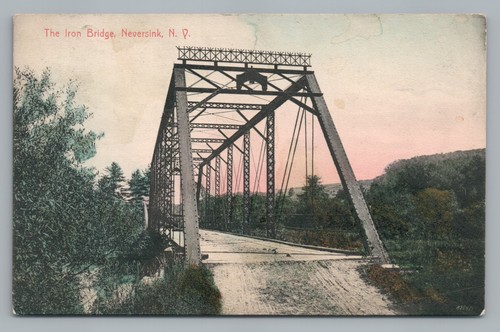 Iron Bridge NEVERSINK New York—Rare Antique HAND COLORED Sullivan ...