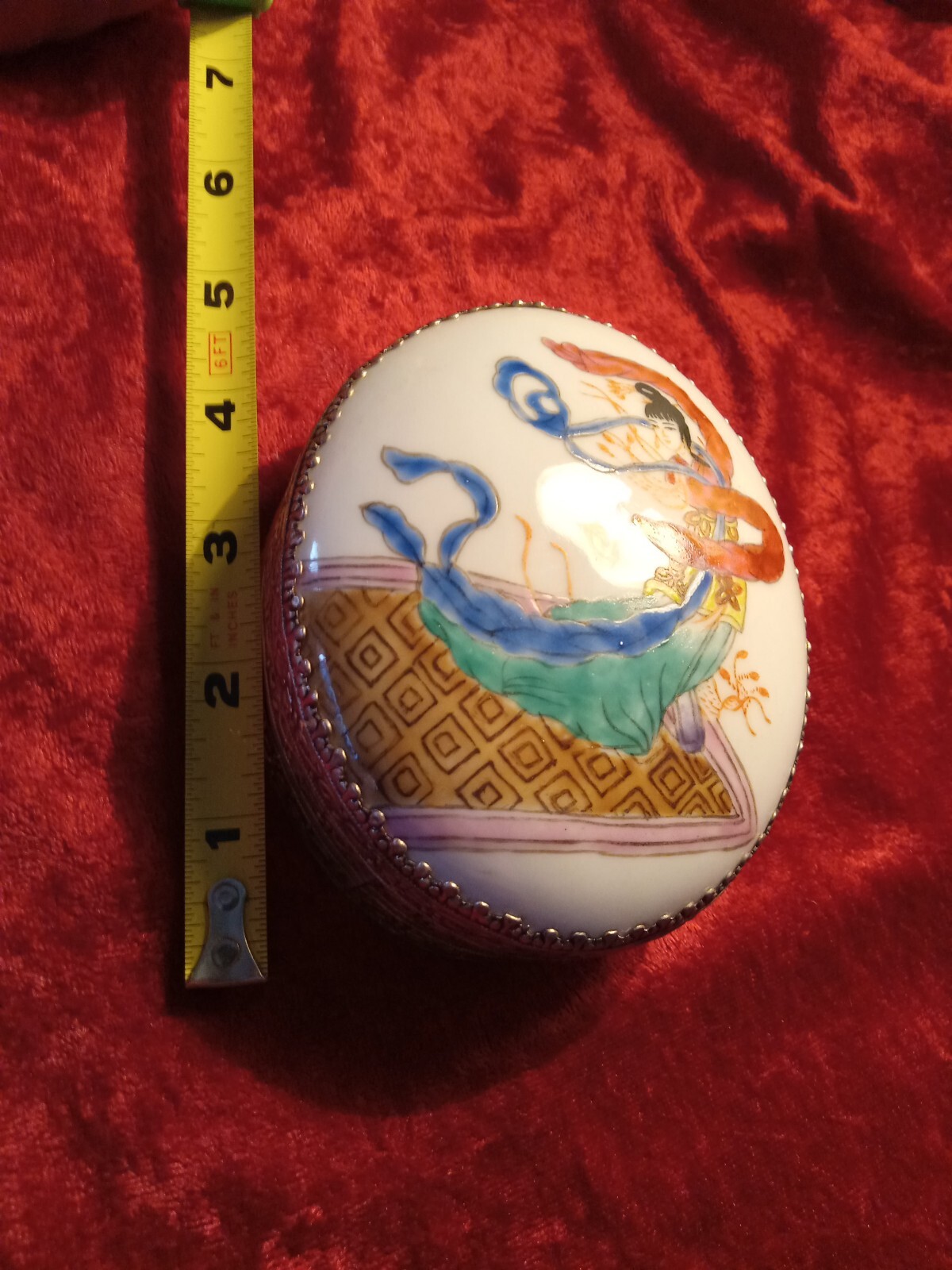 Vintage Japanese Porcelain And Metal Oval Trinket Box | eBay