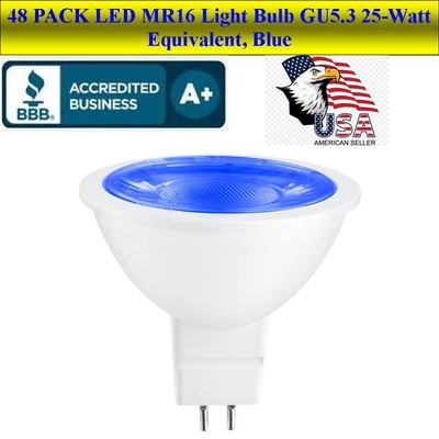 48 PACK BLUE LED MR16 Light Bulb GU5.3 25-Watt Equivalent, halogen ...