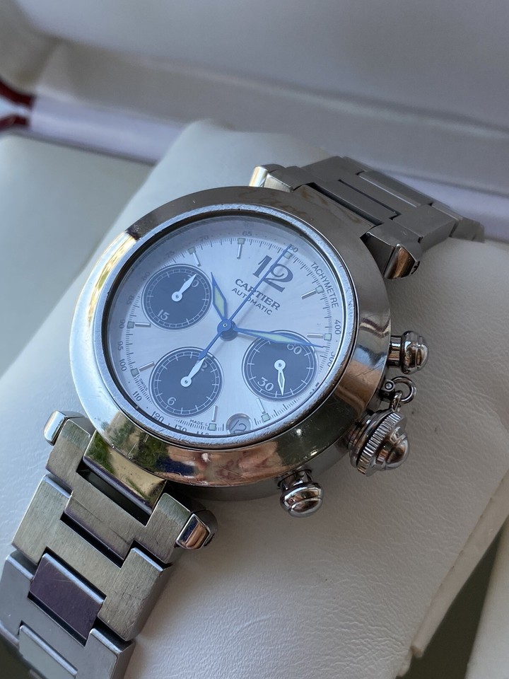 Cartier Pasha Watch Chronograph Automatic 2412 Mens 36.5mm Swiss Made ...