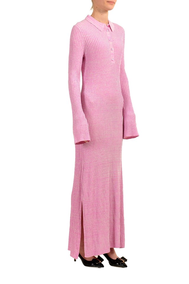 Hugo Boss Women's "Floriene" Purple Long Sleeve Knitted Maxi Dress US L ...