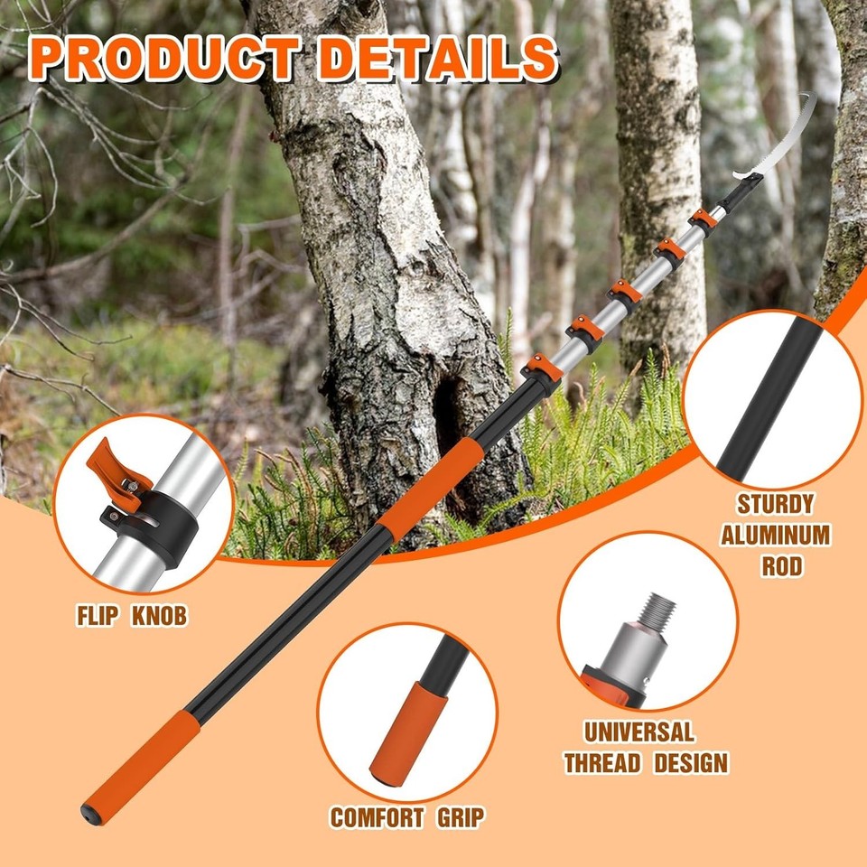 20FT Reach Pole Saw for Tree Trimming, Telescoping Tree Pruner ...