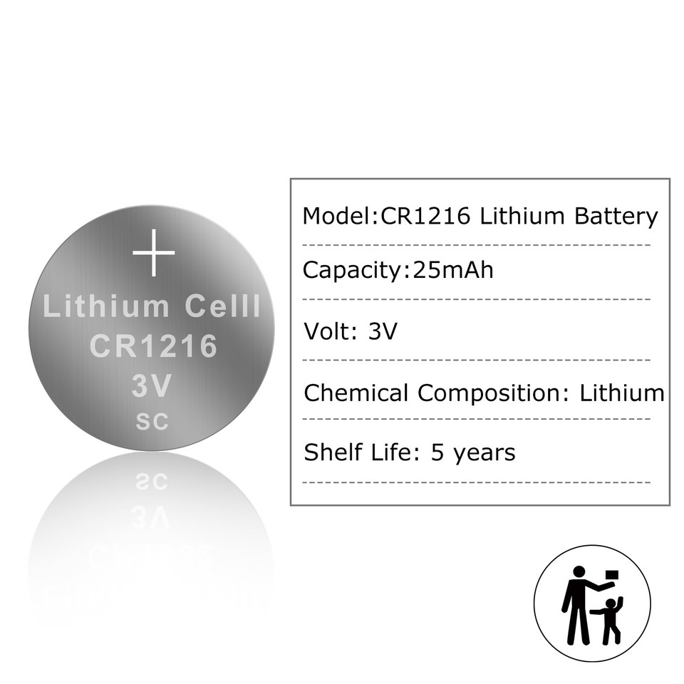 25Pcs Lithium 3V Battery CR1216 5034LC Button Coin Cell Watch ...