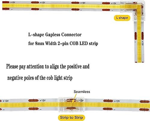 COB LED Strip Connector -4PCS 2pin L Shape Corner Connectors 5PCS ...