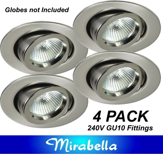 4 X Satin Chrome Gimbal Downlight Fittings 240v Gu10 Gimble Silver ...