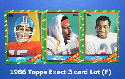 Rulon Jones / Gerald Willhite / Louis Wright 1986 Topps Exact 3 Card ...
