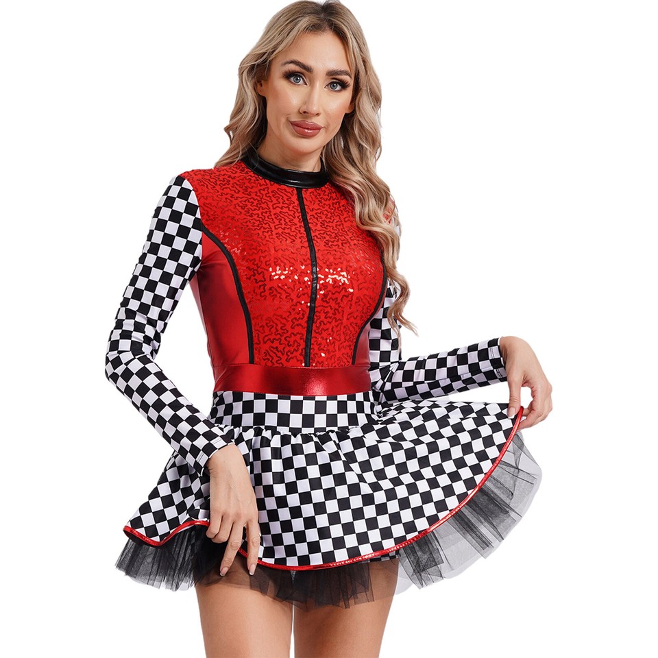 Womens Dress Mini Costume Uniforms Speed Car Driver Racer Halloween ...